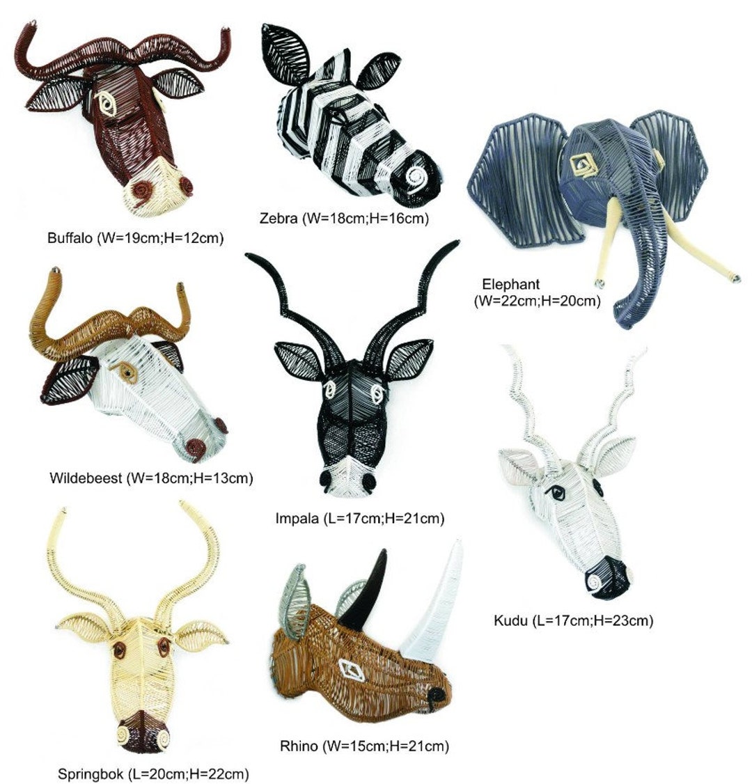 Telephone Wire Trophy Head 7, Wild Animal Wire Wall Decor, Telephone ...