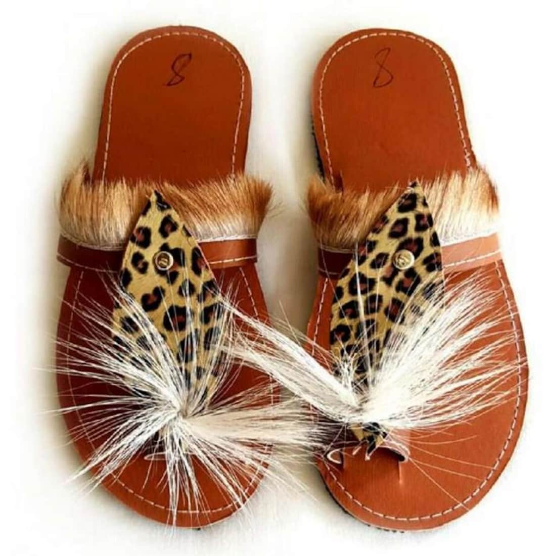 Leopard Skin Print Sandals, Traditional Zulu Shoes, African Shoes ...