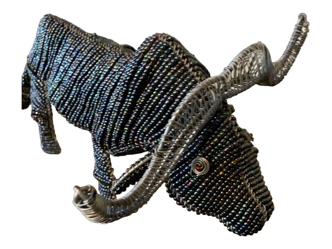 Beaded Handmade African Buffalo 11.4" Unique Gifts African Decor ...