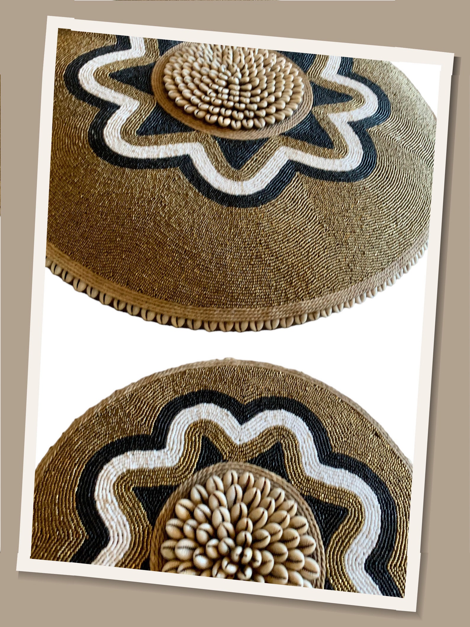 African Beaded Shield 30cm 12" or 55cm 22", Beaded and Cowrie Shell ...