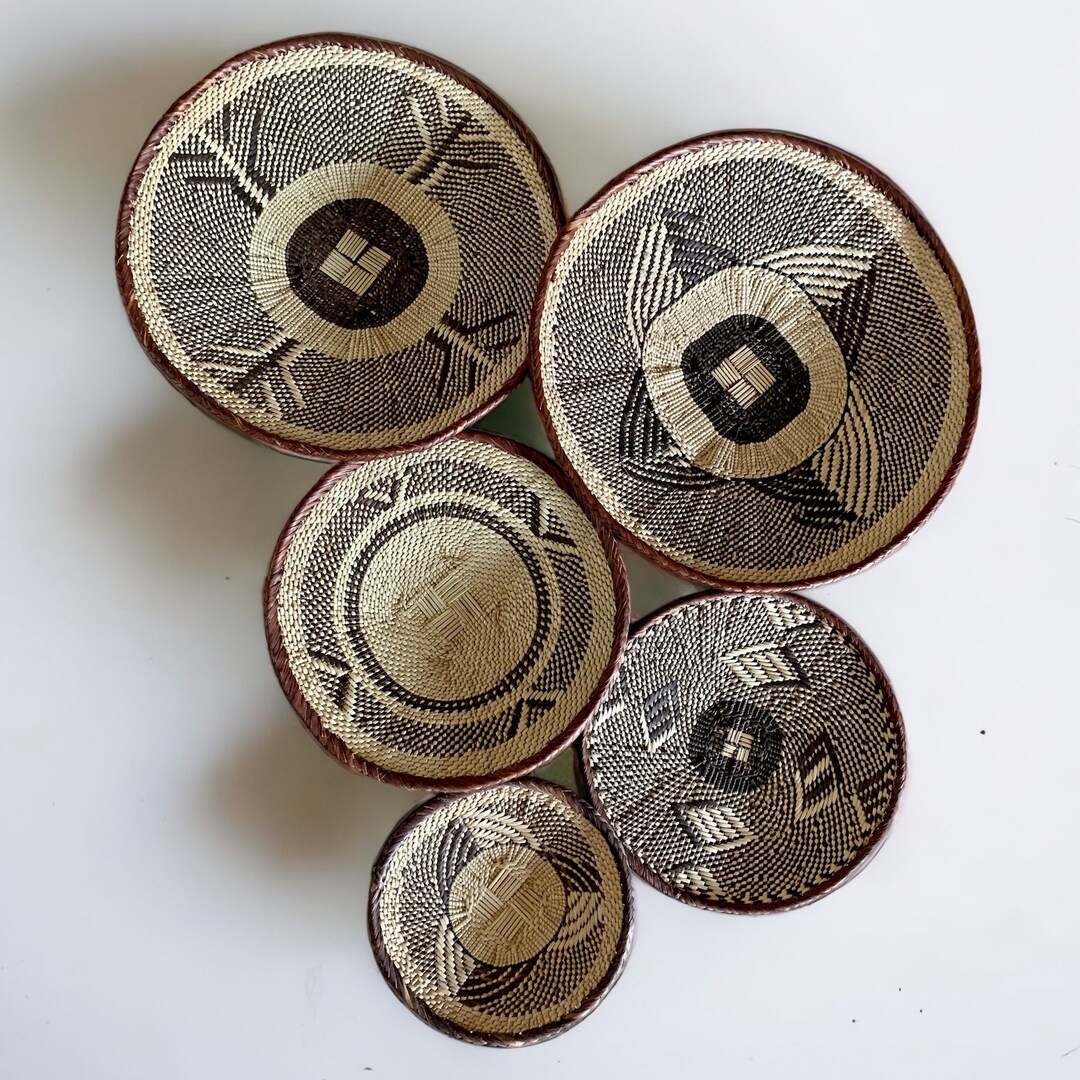 Tonga Binga Wall Basket Set of 5, 8" - 15.5" 20cm - 40cm, Binga Baskets ...