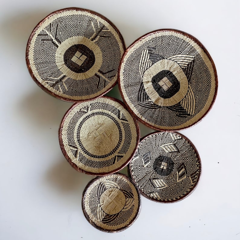 Tonga Binga Wall Basket Set 5, 8"-15.5" 20cm-40cm, Binga Baskets, Wall ...