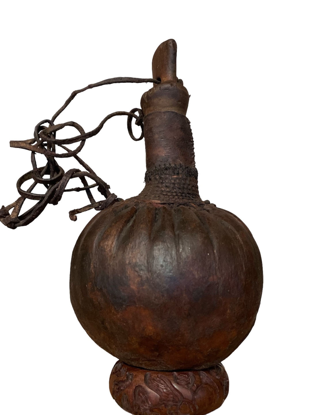 Samburu Honey or Milk or Water Gourd, Calabash Leather Gourd, Antique ...