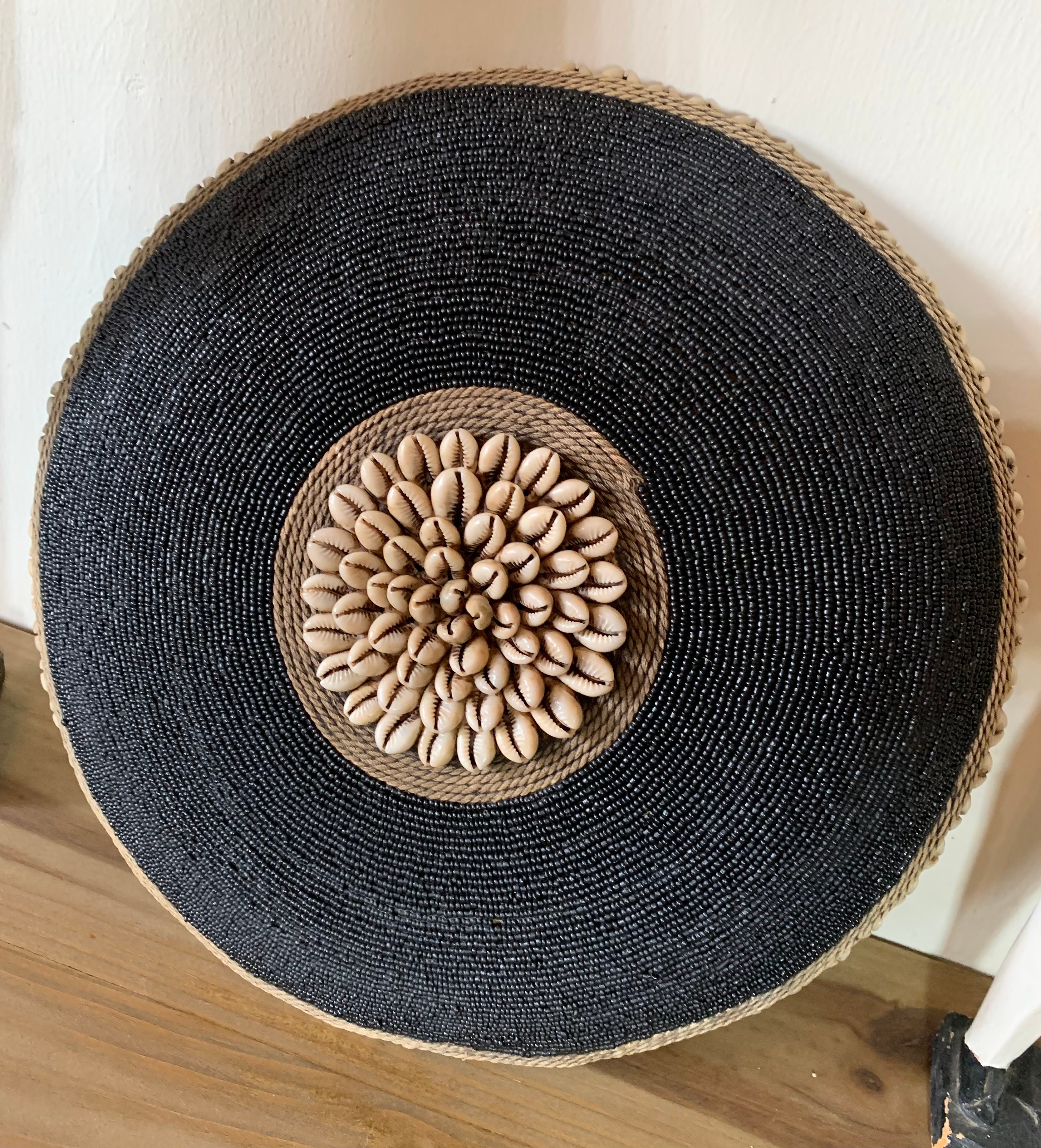 African Cowrie Shield 30cm 12, Authentic Beaded Cowrie Shell Shield ...