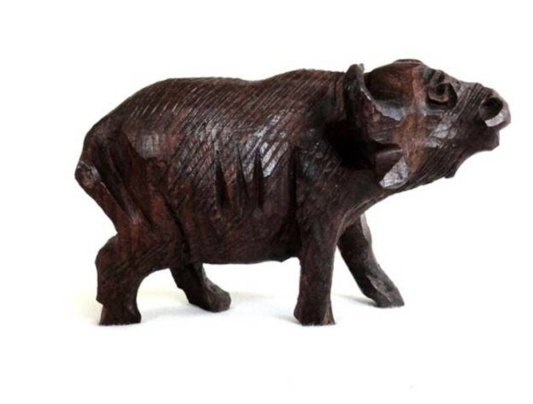 Wooden Buffalo 3.5" 9cm, Ironwood Buffalo, Wall Decor, African Decor ...