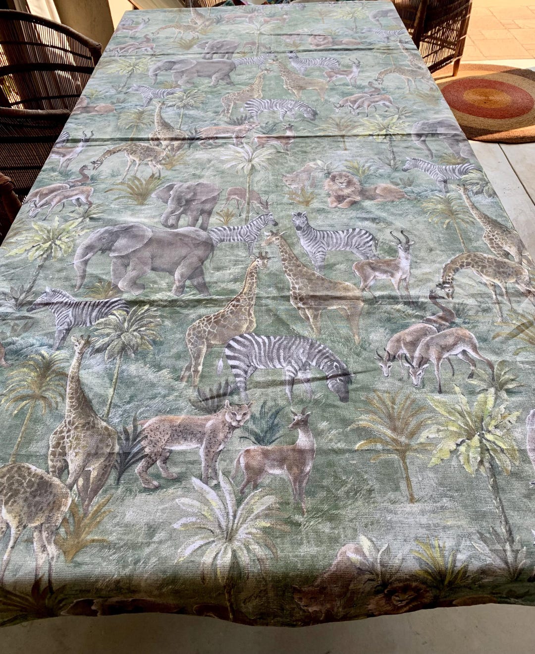 Big Five Table Cloth, Table Decor, Wildlife Table Cloth, African Curio ...
