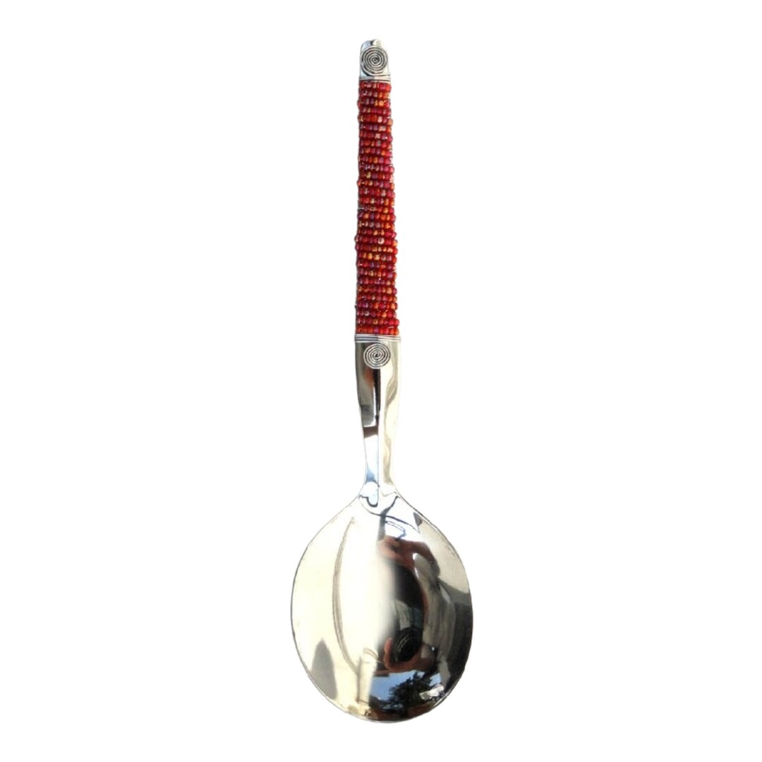 Full Beading Serving Spoon, African Beaded Cutlery, Beaded Servers ...
