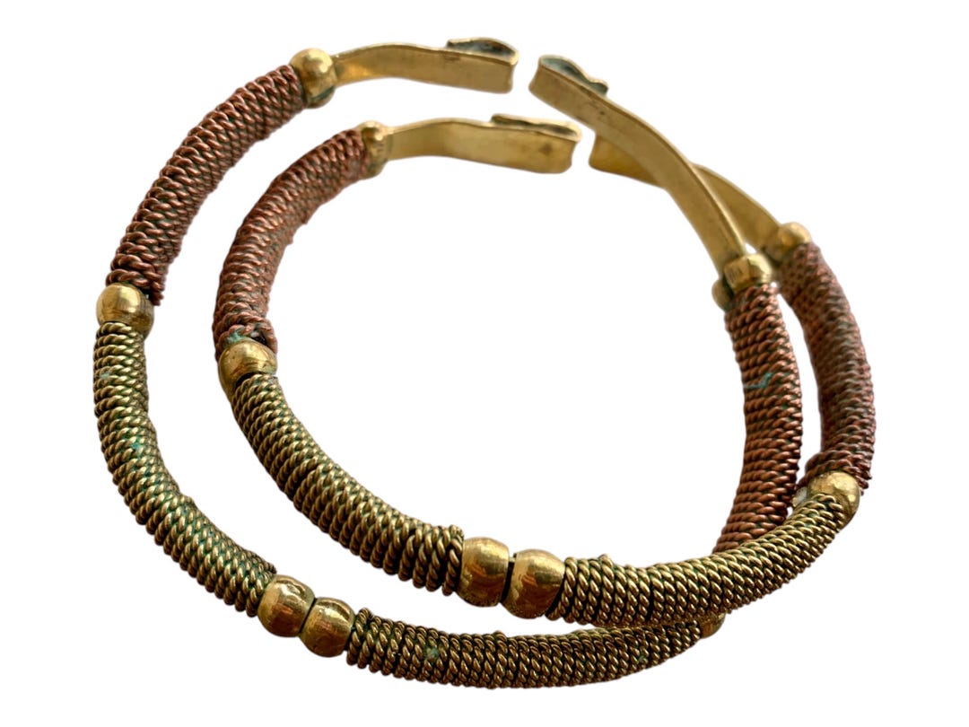 Copper and Brass Bangle From Ghana, Adjustable One Size Fits All Bangle ...