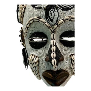 Chokwe Beaded Mask 20" From Cameroon, African Mask, Wall Mask, Wall ...