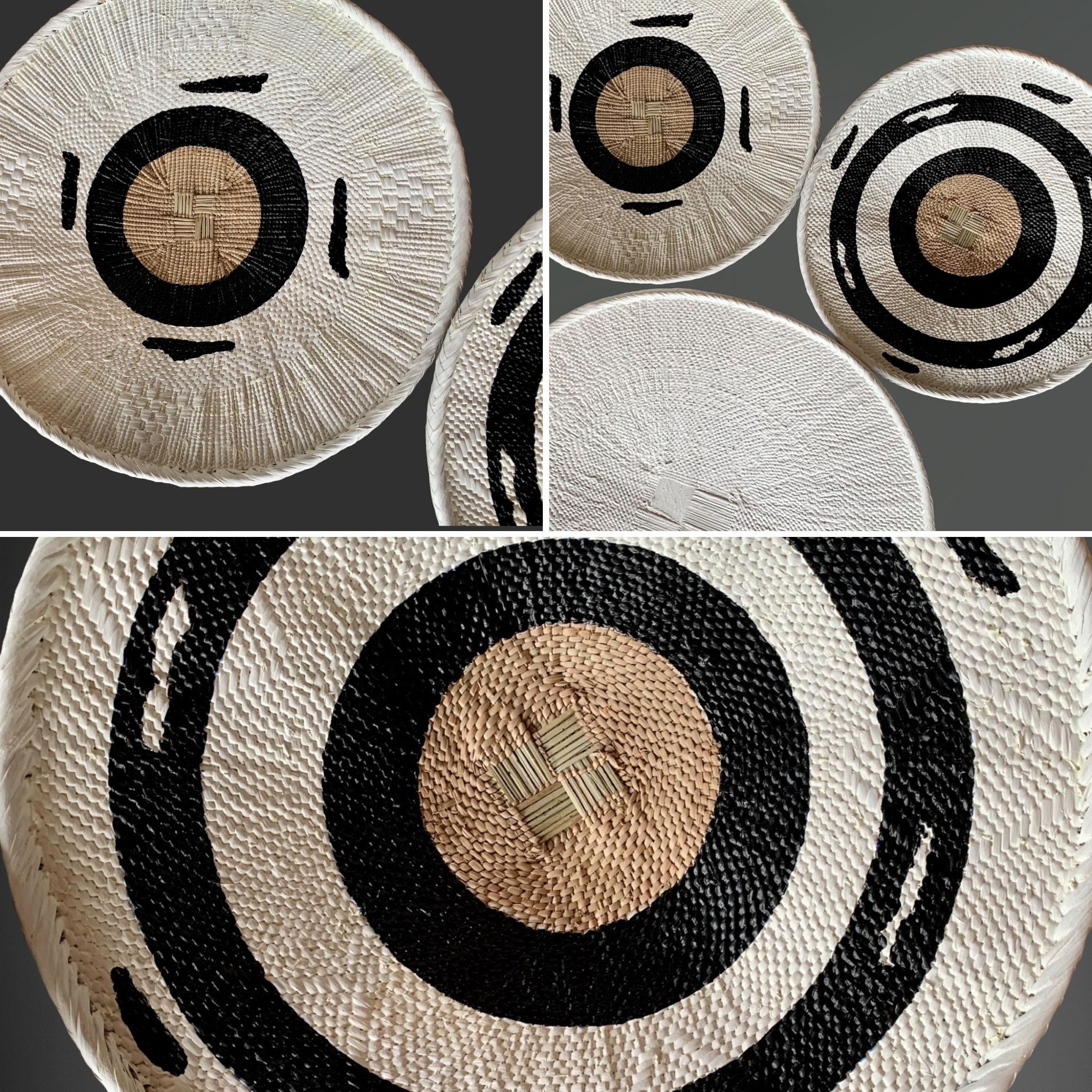 Painted Tonga Wall Baskets Black & White 11.8to 20 30cm to 50cm, Binga ...