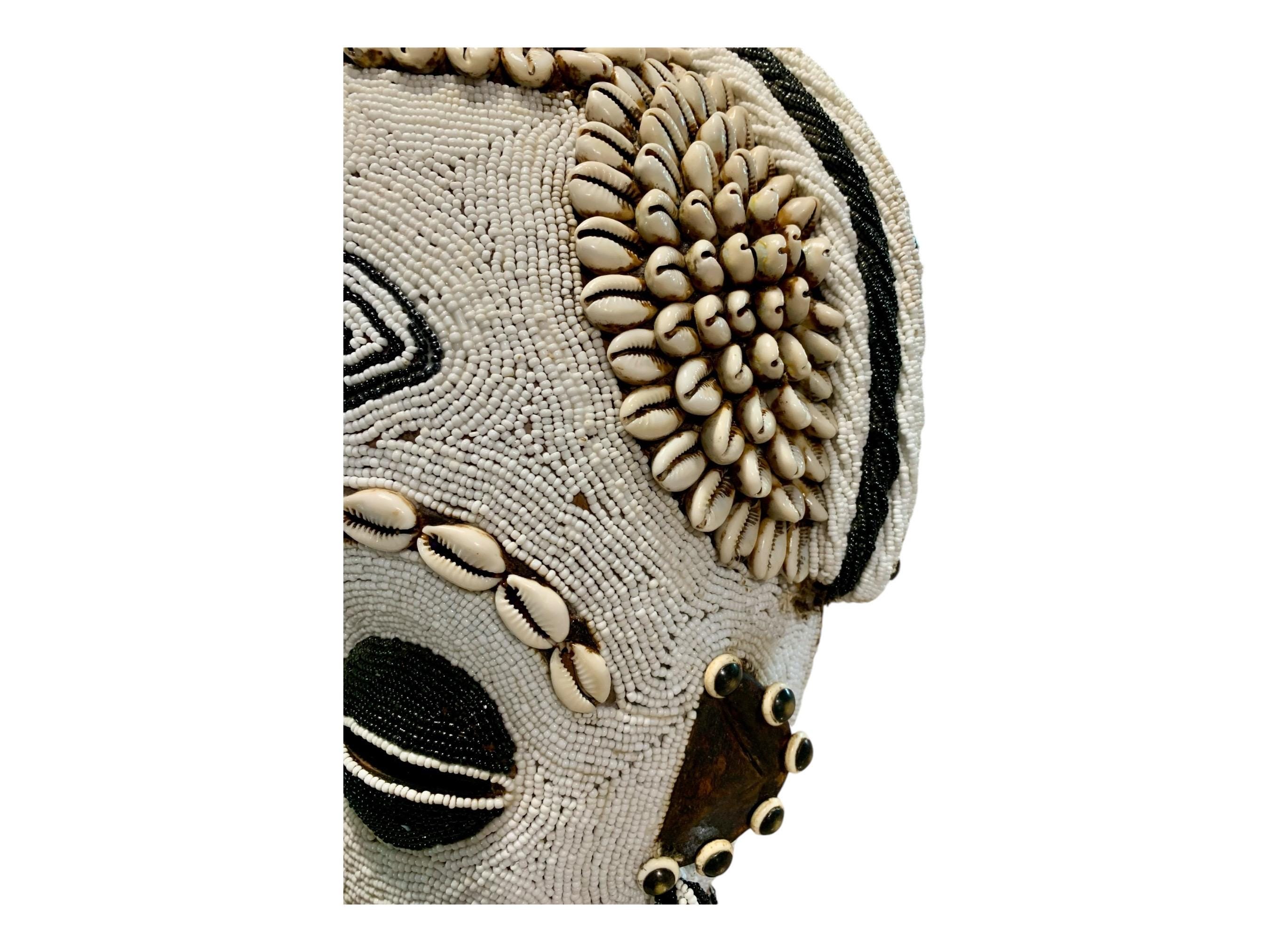 Chokwe Beaded Mask 20" From Cameroon, African Mask, Wall Mask, Wall ...