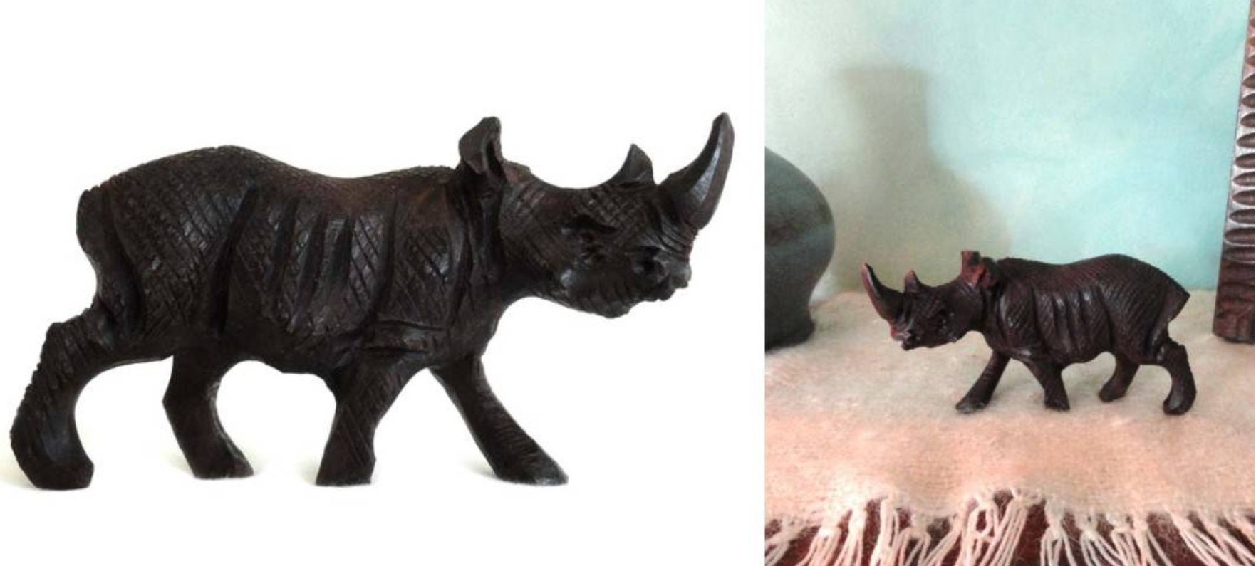 Wooden Rhino 4.4 11cm, Ironwood Rhino, Wall Decor, African Decor ...