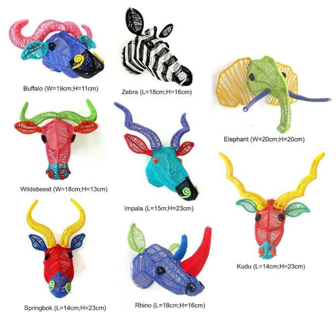 Multi Colour Telephone Wire Animals 7, Telephone Wire Trophy Head, Wire ...