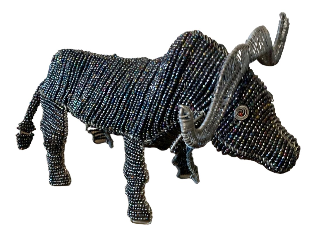 Beaded Handmade African Buffalo 11.4" Unique Gifts African Decor ...