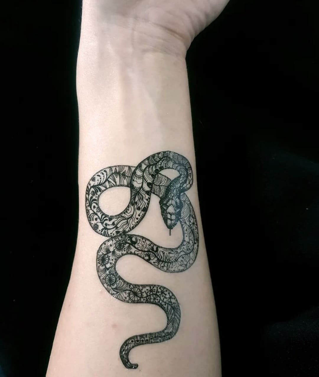 GRASS SNAKE Temporary Tattoo, Snake Tattoo, Black Temporary Tattoo ...