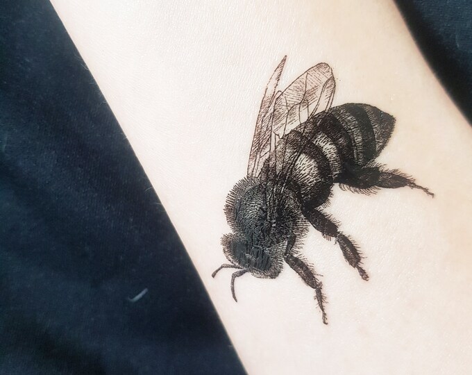 BEE Temporary Tattoo, Bee Tattoo, Honey Bee, Realistic Bee Drawing ...