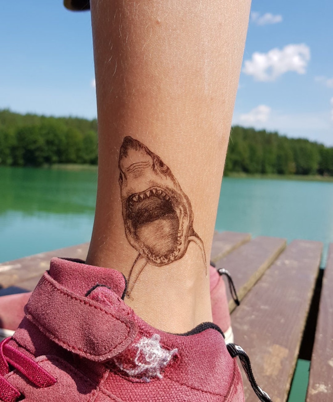 SHARK Temporary Tattoo, Ocean Life, Shark Tattoo, Reef Life, Black ...