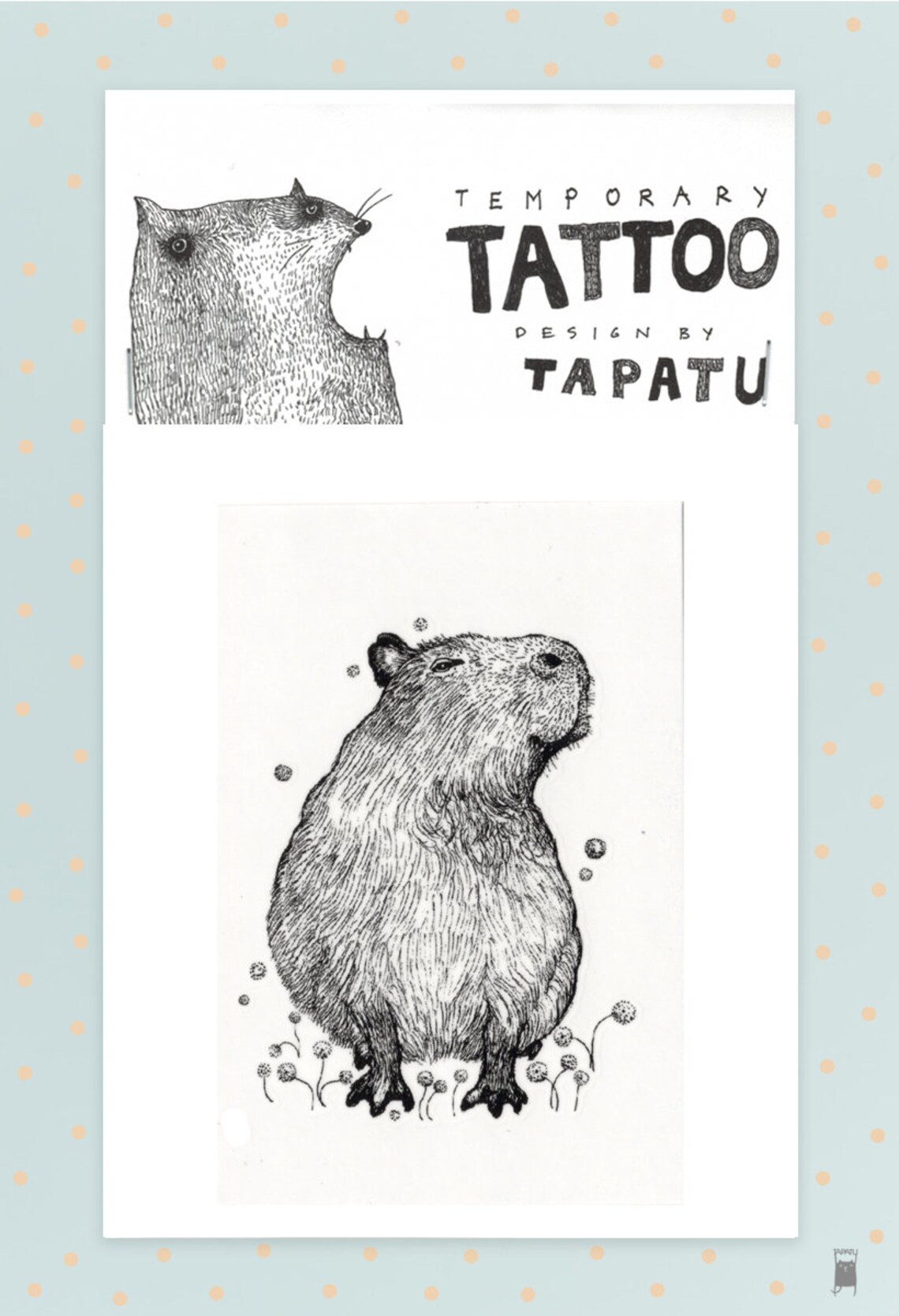 Capybara Temporary Tattoo, Capybara Tattoo, Capybara Gift, Black ...