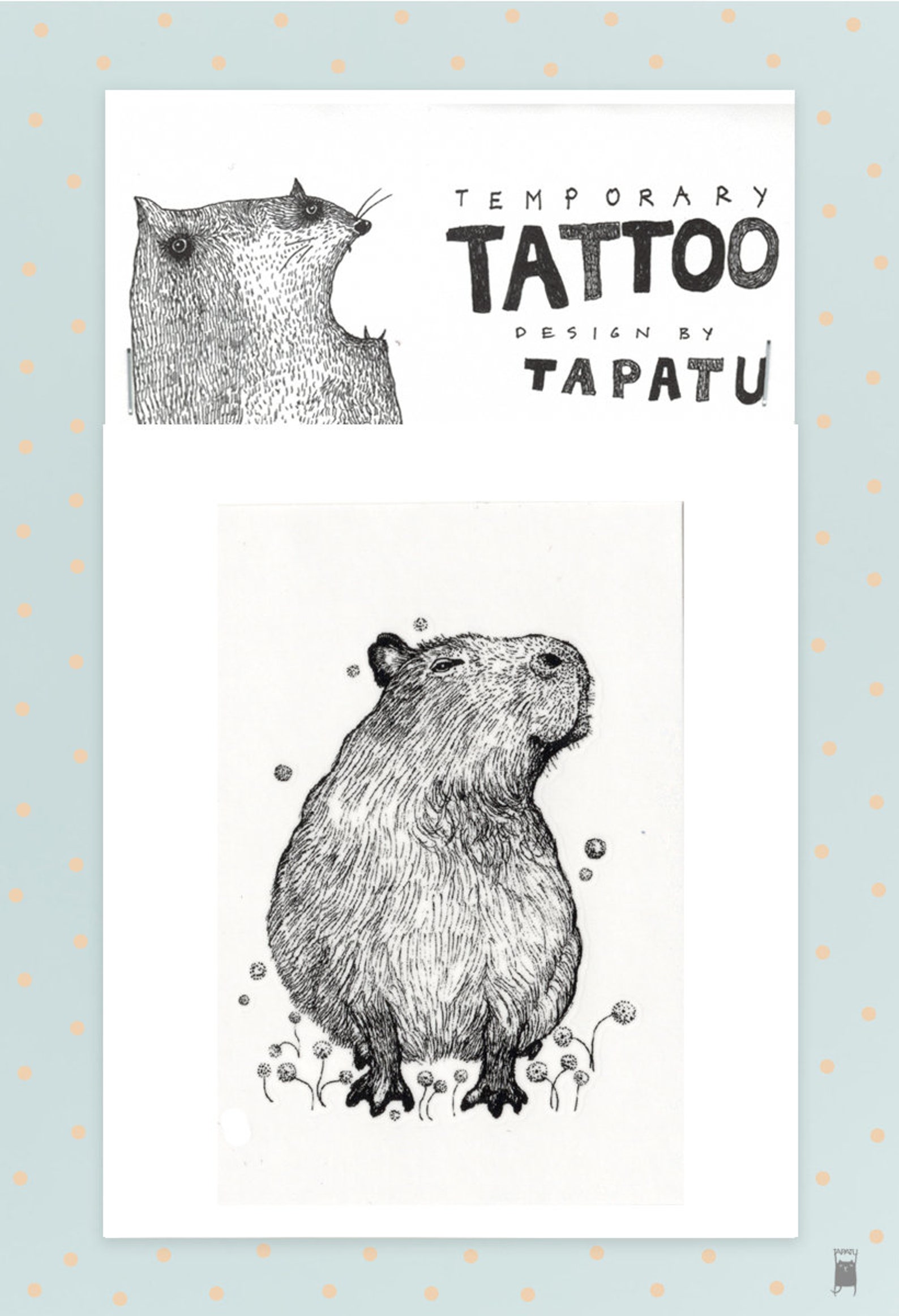 Capybara Temporary Tattoo, Capybara Tattoo, Capybara Gift, Black ...