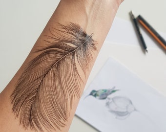 Quill Temporary Fake Tattoo Sticker set of 2 - Etsy