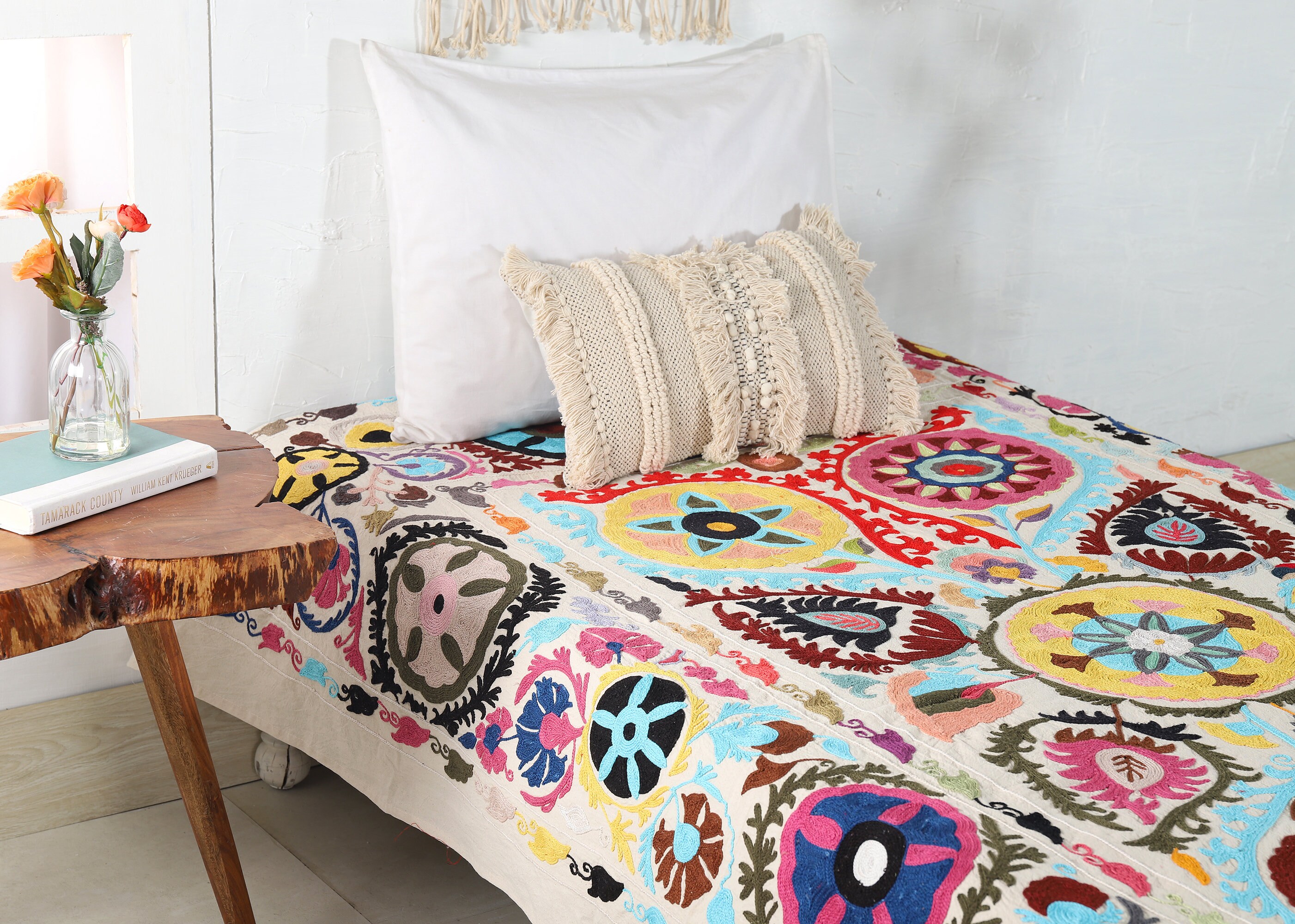 Decorative Suzani Wall Hanging Colorful Embroidered Tapestry | Etsy