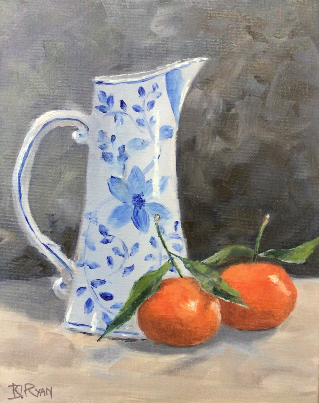 Blue and White Pitcher With Oranges Oil Painting Still Life 8" X 10" - Etsy