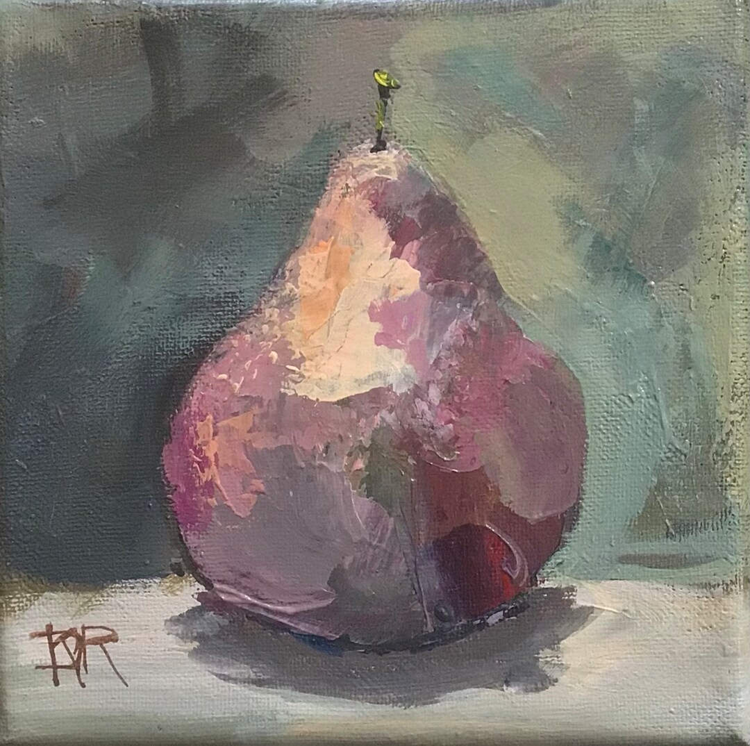 Original Painting Abstract Pear 6" X 6" - Etsy