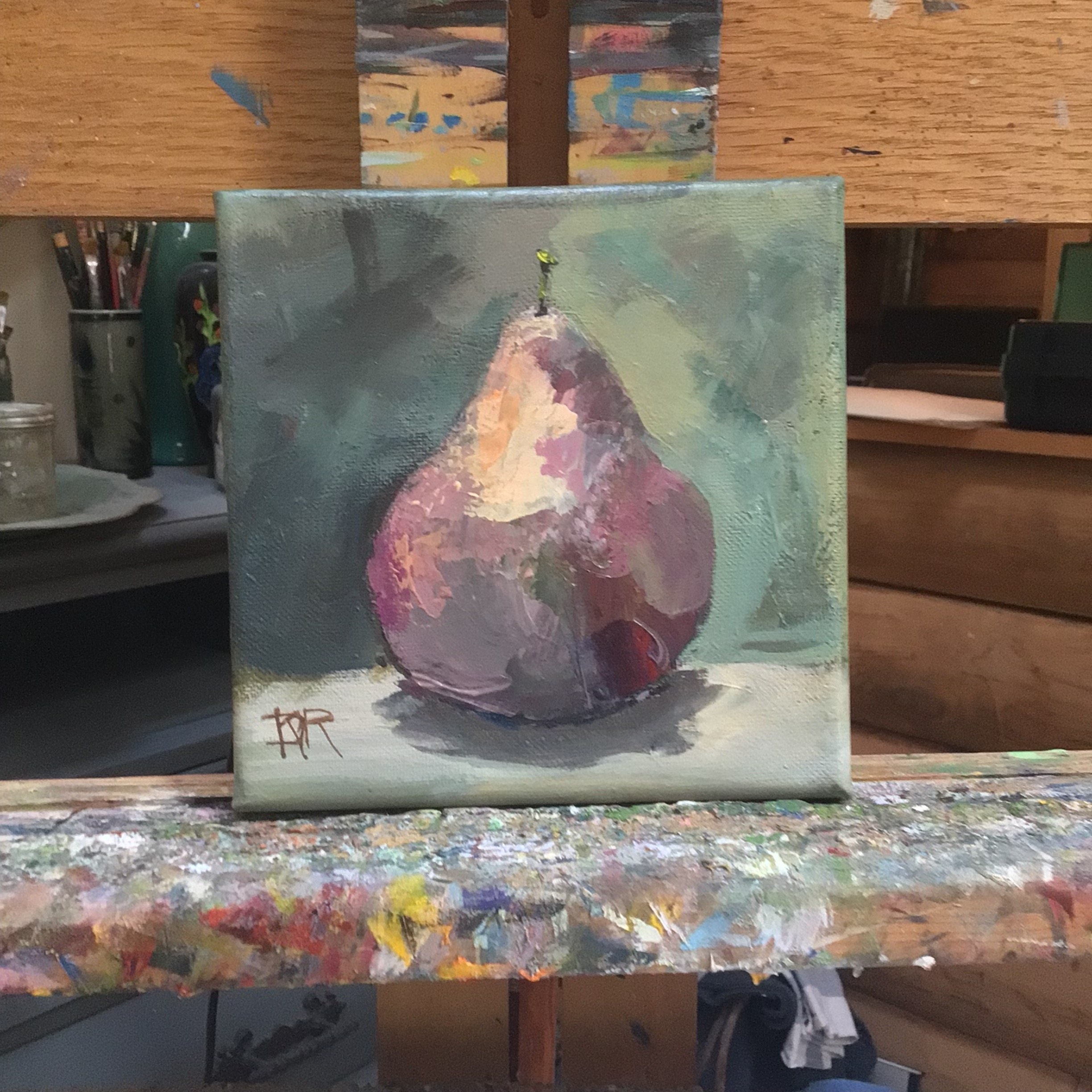 Original Painting Abstract Pear 6 X 6 - Etsy