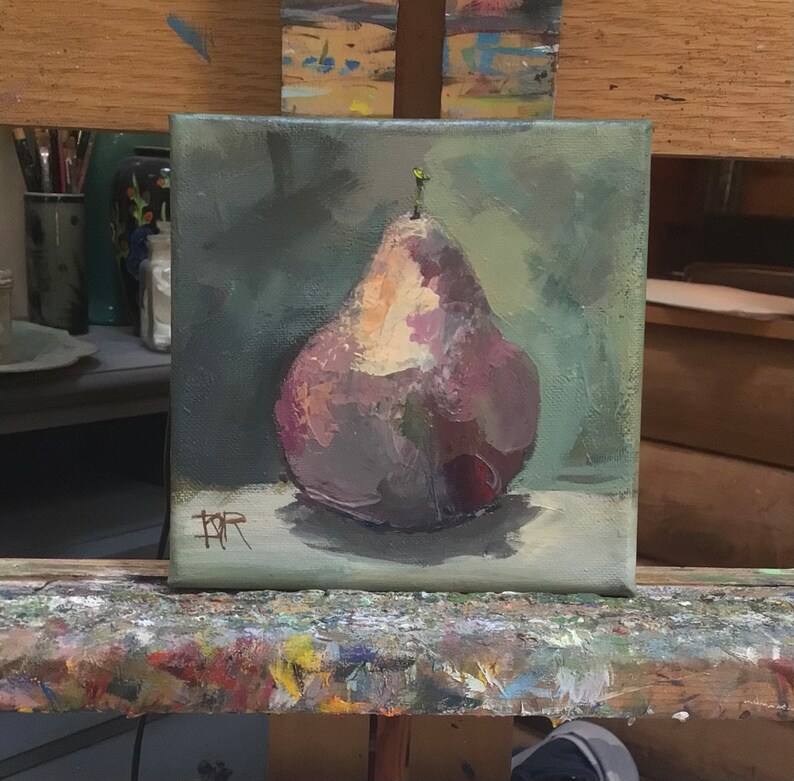 Original Painting Abstract Pear 6 X 6 - Etsy