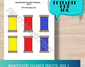 Montessori Colored Tablets Box 4 Printable Homeschool download | Etsy