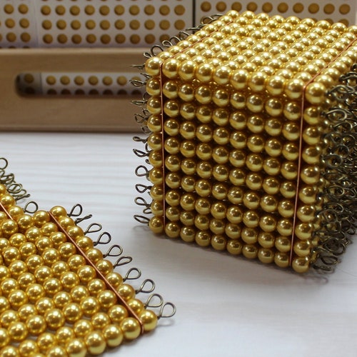 Montessori Golden Beads / Montessori Toy / Montessori Math Toy - Etsy ...