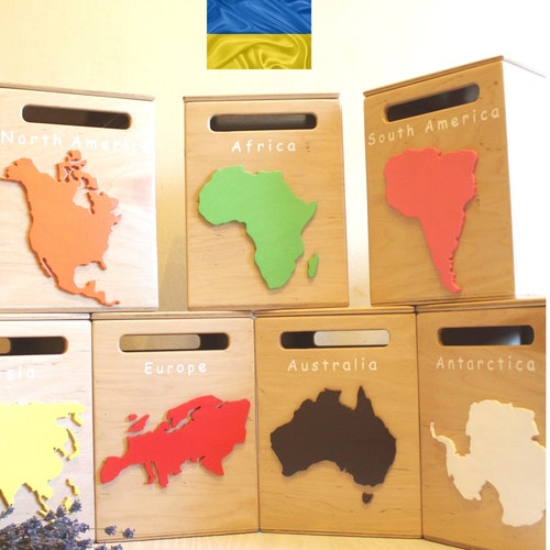 SET OF 7 Montessori Continent Boxes - Etsy