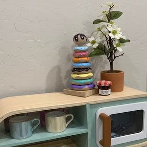 Wooden Stacking Pyramid Donut Stacker Ring Stacker Toddlers 1st ...