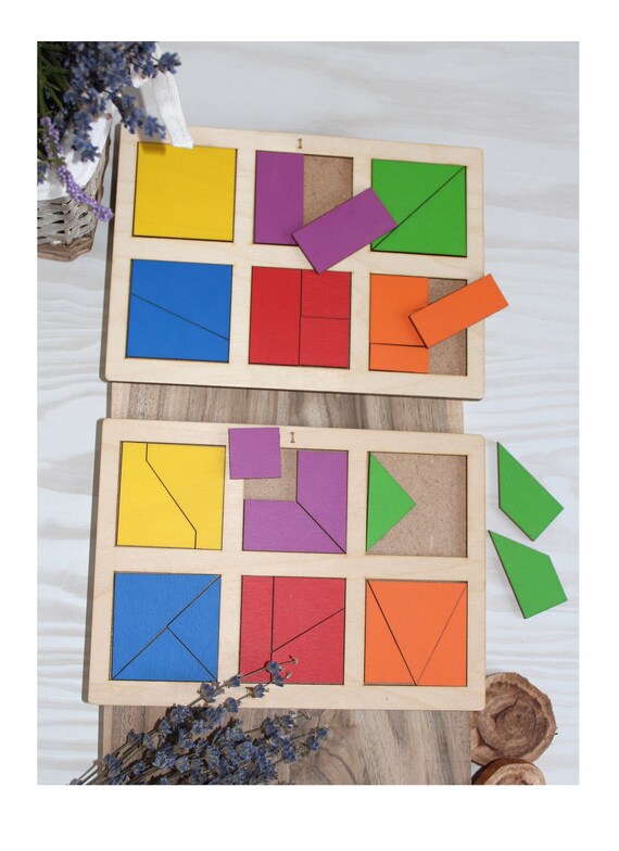 Wooden Puzzle Nikitin Squares 1st Level Rainbow Toys | Etsy