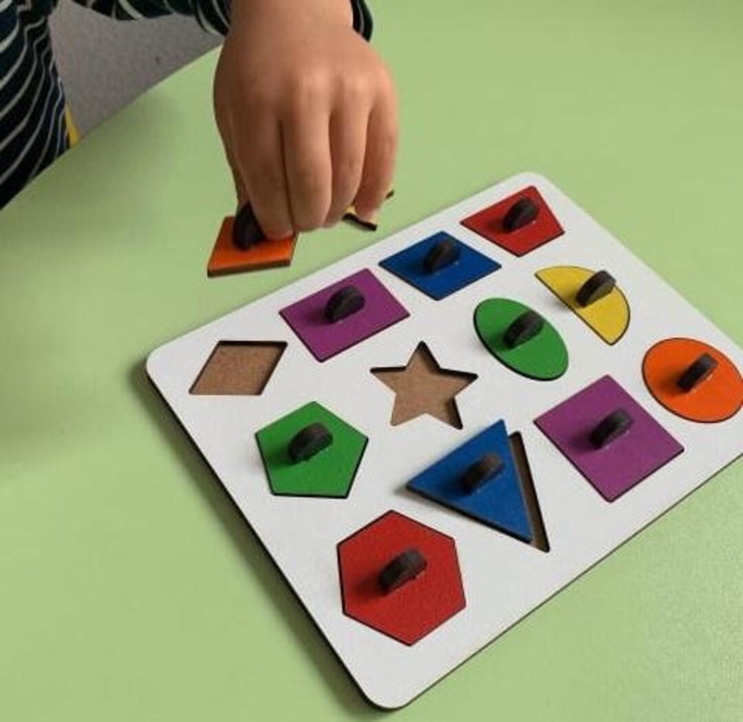 Wooden Geometric Shape Toy, Montessori Toddler Learning Toys, Shape ...