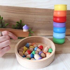 Wooden Acorn Set, Color Sorting Toy, Counting Toys, Montessori Waldorf ...
