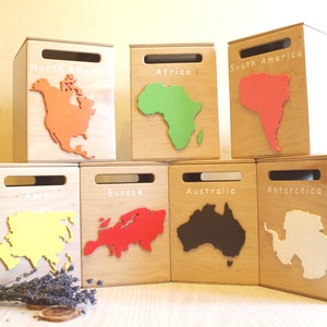 Montessori Continent Box SET of 7 Continents Continent Storage Large ...