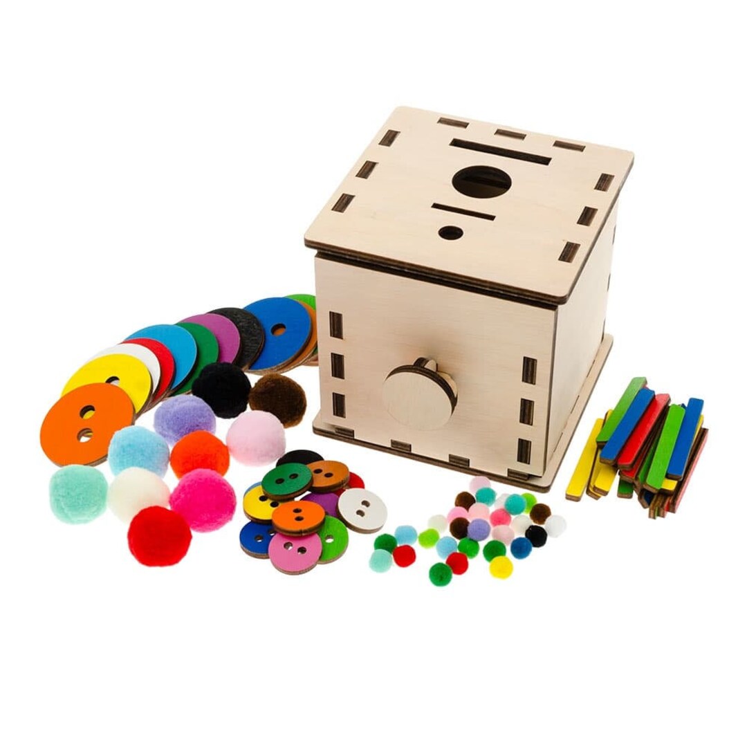 Wooden Montessori Sorting Box, Shape Sorters Infant Coin Imbucare Box ...