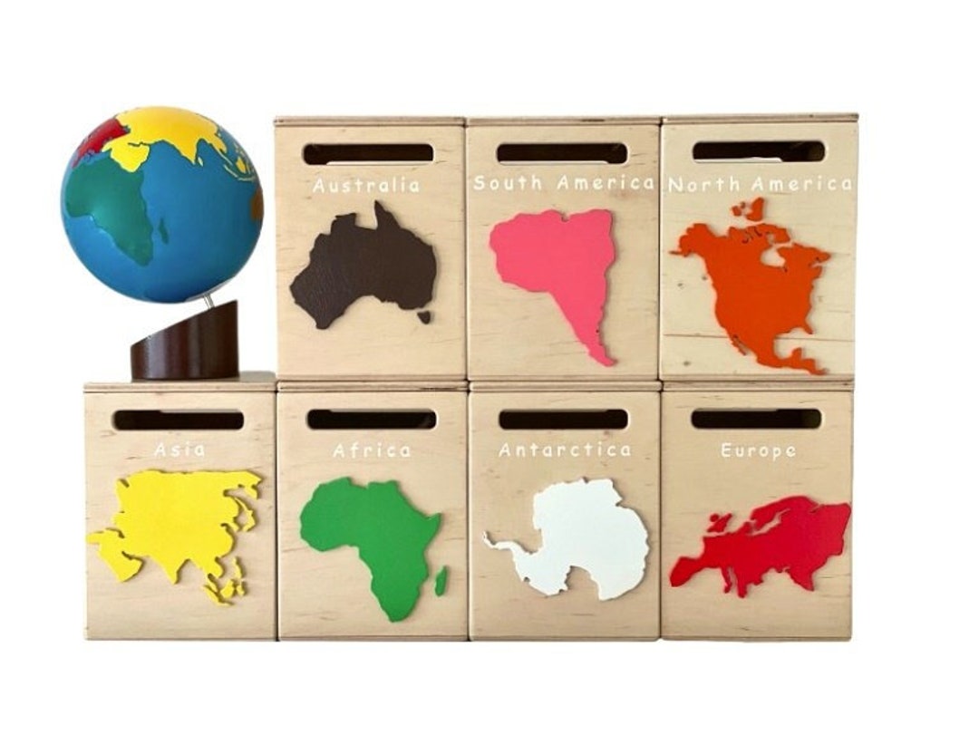 Montessori Continent Box SET of 7 Continents Continent Storage Large ...