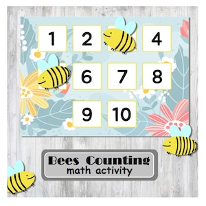 Bees Counting Game, Math Toddler Printable Activity Montessori Digital ...