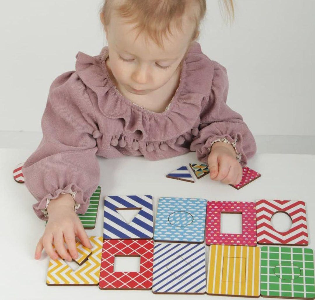 Wooden Matching Game, Matching Cards, Montessori Learning Toy, Shape ...