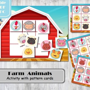 Farm Animals Pattern Activity, Pattern Strips, Farm Animals Matching ...