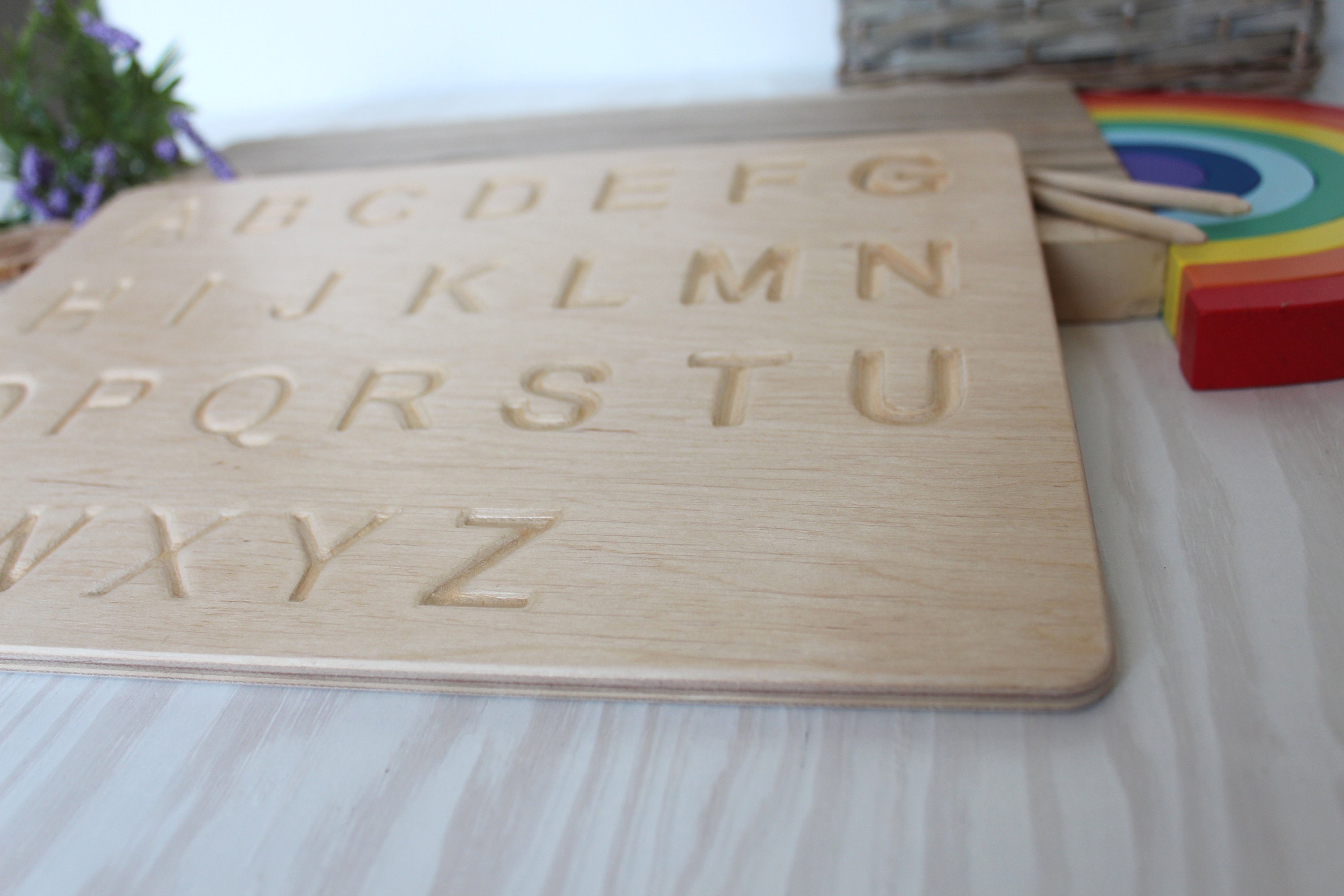 Wood Tracing Board Printed Alphabet Alphabet Tracing Board | Etsy
