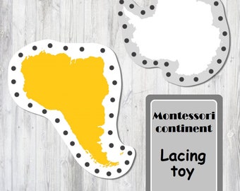 Montessori Continents Lacing Cards Lacing Toy Fine Motor Skills ...