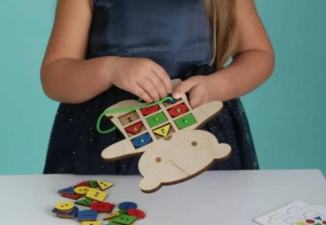 Wooden Bear Lacing Toy, Montessori Color Sorting Toy, Geometry Shape ...