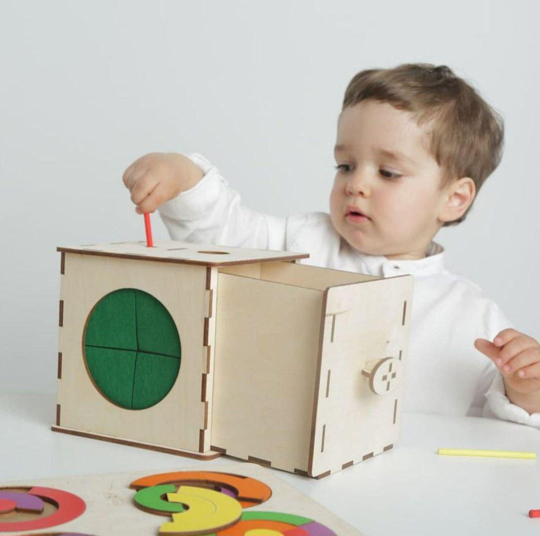 Wooden Toddler Sorting Box, Wooden Shape Sorter, Montessori Learning ...