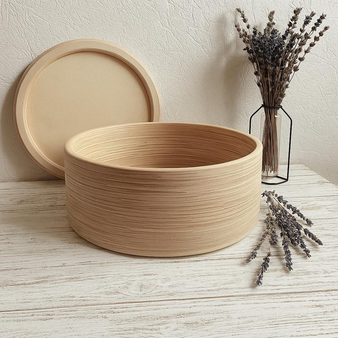 Wooden Storage Box With Lid, Round Wooden Box, Home Wooden Decor ...