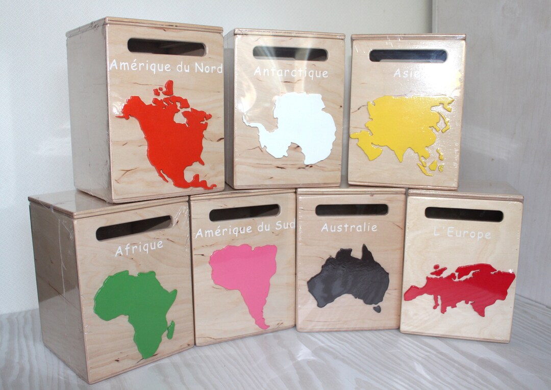 Montessori Continent Boxes in FRENCH, CONTINENTS Educational Boxes ...