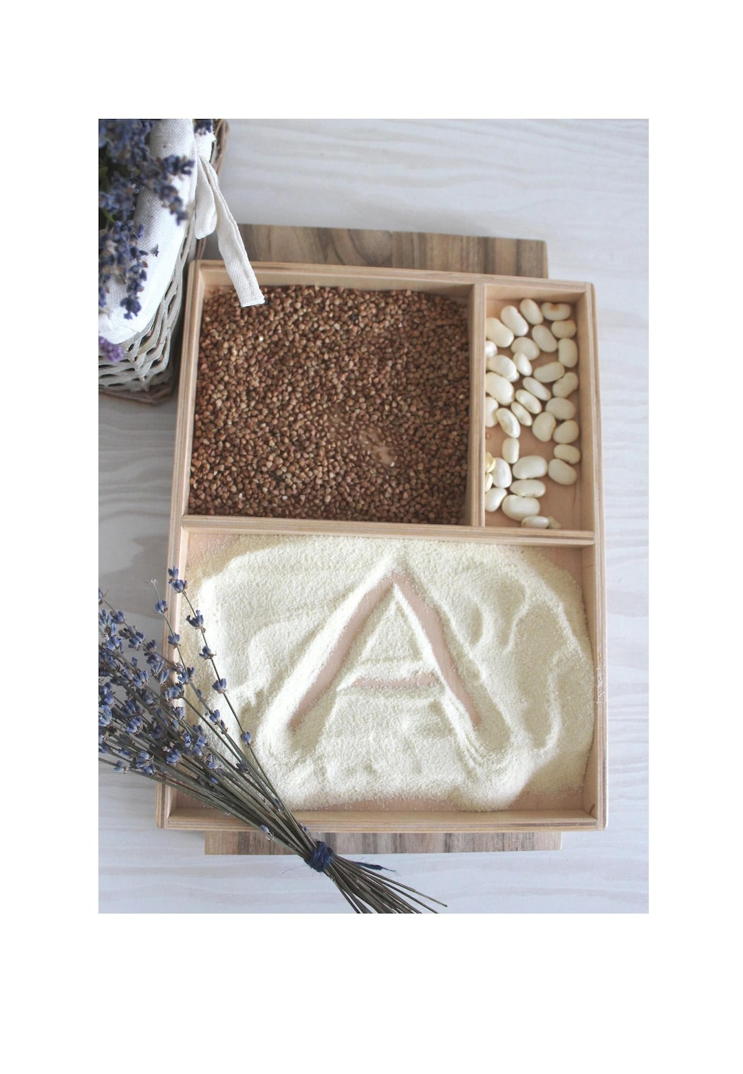 Wooden Sorting Tray, Montessori Learning Tray, Tinker Tray, Tray With 3 ...