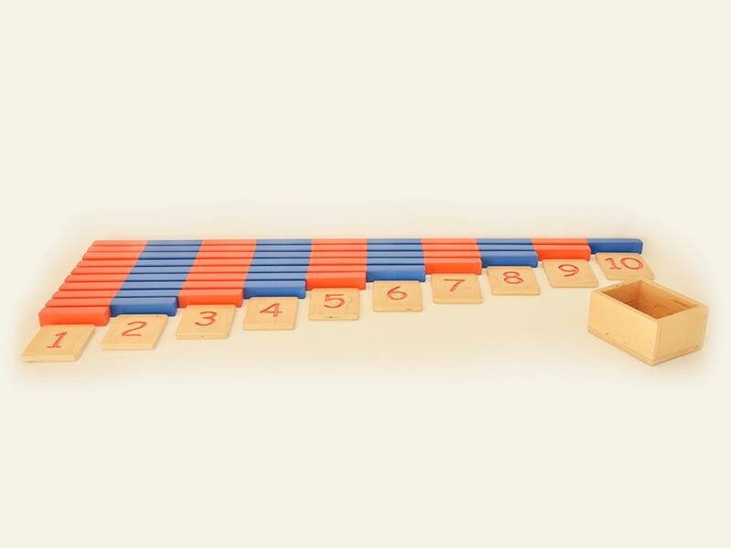 Montessori Number Rods With Numeral Cards, Preschool Blue & Red Number ...